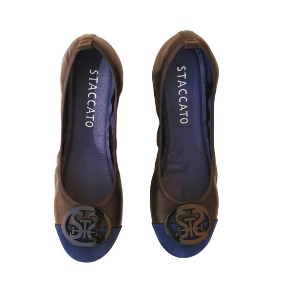Staccato | Shoes | Staccato 245 Blue Leather Ballet Flats With Suede On ...